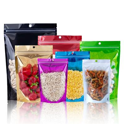 China 2025 New Arrival Plastic Holographic Zipper Lock Transparent Polyester Film Zipper Aluminum Foil Bags for sale
