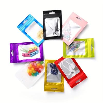 China Cheap Transparent Holographic Film Bag Resealable Ziplock Heat Seal Zipper Plastic Aluminum Foil Bags for sale