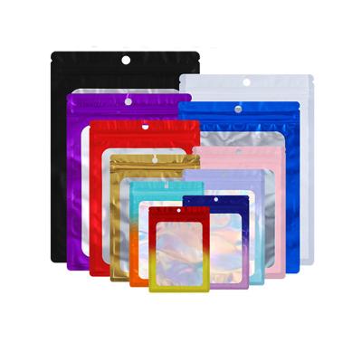 China Clear Zip Lock Bag Resealable Holographic Aluminum Foil Pouch Mylar Zipper Small Plastic Bags for sale