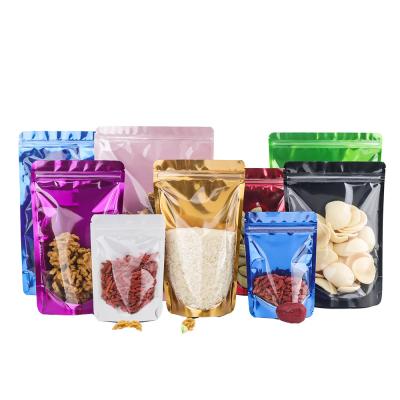China Factory Price Durable Material Colorful Holographic Zipper Lock Stand up Pouch Colorful Aluminum Foil Bag for sale
