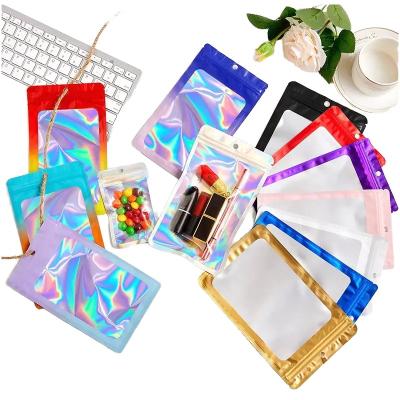 China Hot Selling Resealable Smell Proof Holographic Color Bags Foil Pouch Bag Aluminum Foil Bags for Food Storage for sale