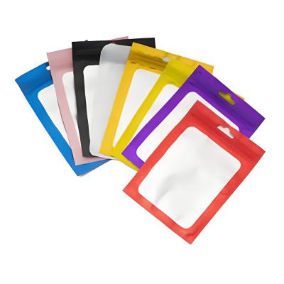 China Aluminum Foil Plastic Bag Holographic Three Side Sealing Zipper Pouch with Clear Window Ziplock Packaging Mylar Bags for Jewelry for sale