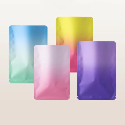 China Gradient Color Plastic Blind Bag 3-Side Heat Seal Gift Packing Bag Matte Aluminum Flat Foil Ziplock Bags for Candy Nuts Snacks for sale