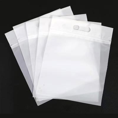 China Recyclable Ziplock Bag Resealable Plastic Package Frosted CPE Pouch Translucent Self-Sealing Bag with Handle for sale