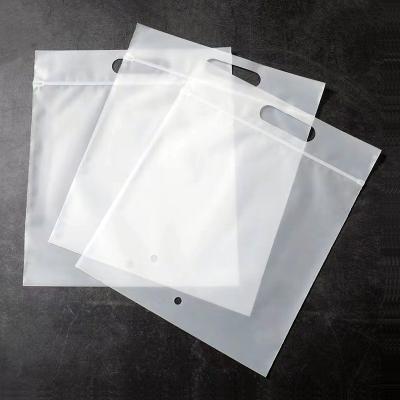 China Eco-Friendly Ziplock Bag Recyclable CPE EVA Plastic Packaging Bag Self-Sealing Pouch with Handle Hole for sale