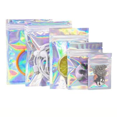China Print Logo Plastic Packaging Bag Rainbow Holographic Mylar Bags Resealable Smell Proof Ziplock Pouch Yin-Yang Transparent Bag for sale