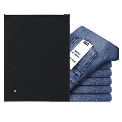 China Custom Print Logo Shopping Bag Reclosable Garment Packaging Plastic Zipper Lock Clothing Bag Black for sale