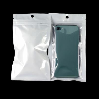 China Custom 3C Retail Packaging Bags Transparent Electronics Phone Accessories Packaging Bags White Pearl Film Self-Sealing Bags for sale