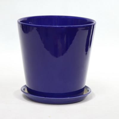 China QUANGUI QG-CM001 Lightweight Blue Ceramic Plant Pots with Drainage - Small Size Indoor Flower Containers for sale