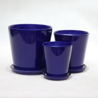China QUANGUI QG-CM001 Lightweight Blue Ceramic Plant Pots with Drainage - Small Size Indoor Flower Containers for sale