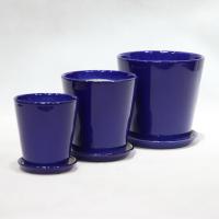 China QUANGUI QG-CM001 Lightweight Blue Ceramic Plant Pots with Drainage - Small Size Indoor Flower Containers for sale