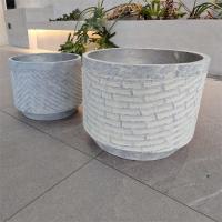 China Fiber Clay Planter Frost Resistant Round Flower Pot 5-6 Years Outdoor Matte Glossy Finish for sale