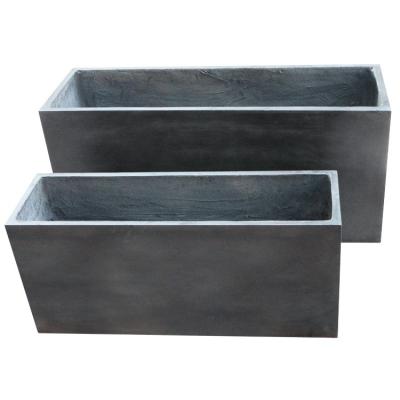 China Matte Rectangle Fiber Clay Planter With Drainage Holes for sale