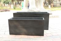 China Matte Rectangle Fiber Clay Planter With Drainage Holes for sale