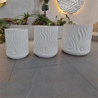 China 44 lb Fiber Clay Planter Reinforced Cement Hand Carved Texture for Indoor Outdoor Plants for sale