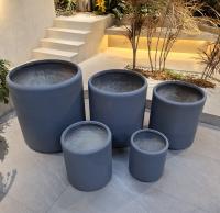 China Frost Resistant Plain Matte Round Fiber Clay Planter - 5-6 Year Outdoor Durability, 7-8 Year Indoor Lifespan for sale