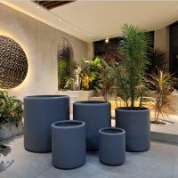 China Frost Resistant Plain Matte Round Fiber Clay Planter - 5-6 Year Outdoor Durability, 7-8 Year Indoor Lifespan for sale