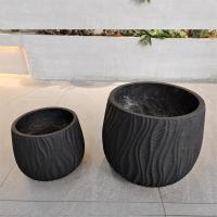 China Modern Round Heavy Fiber Clay Planter Hand Carved 22 lbs Frost Resistant for Home Garden for sale