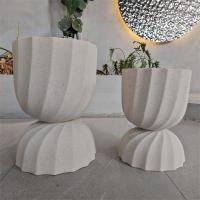 China Customized Fiber Clay Planter Waterproof Round 35lb for Indoor Outdoor Plants for sale