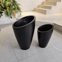 China Modern Fiberglass Rectangular Flower Pots with Matte Finish - Custom Sizes 30-40 Day Production CE/RoHS Certified for sale