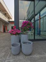 China Round Shape Fiberglass Flower Pots GRP Planter Box - 30-40 Day Production, Custom Sizes for Hotel Outdoor Indoor Use for sale