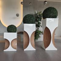 China Tall Rectangular Large Resin Fiberglass Flower Pots For Shopping Mall for sale