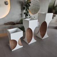 China Tall Rectangular Large Resin Fiberglass Flower Pots For Shopping Mall for sale