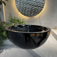 China Bowl Shape Black Fiberglass Plant Pots - 30-40 Day Production, Custom Sizes & Finishes for Indoor/Outdoor Gardens for sale
