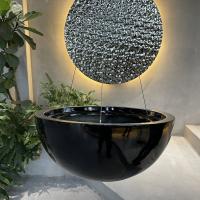 China Bowl Shape Black Fiberglass Plant Pots - 30-40 Day Production, Custom Sizes & Finishes for Indoor/Outdoor Gardens for sale