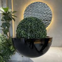China Bowl Shape Black Fiberglass Plant Pots - 30-40 Day Production, Custom Sizes & Finishes for Indoor/Outdoor Gardens for sale