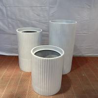 China Fiberglass Flower Pots Resin Planter Custom Size Black White for Indoor Outdoor Garden for sale