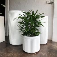 China Fiberglass Flower Pots Resin Planter Custom Size Black White for Indoor Outdoor Garden for sale