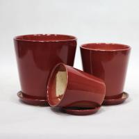 China QUANGUI QG-CM001 Modern Gloss Ceramic Flower Pots with Drainage Holes - Small Size Red Glossy Finish for sale