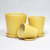 China Glossy White Modern Round Ceramic Plant Pot QG-CM001 with Drainage Holes for Indoor Outdoor Use for sale