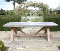 China QG 000 GRC Concrete Outdoor Table with Steel Wood Legs - Weather-Resistant Furniture for Patio & Garden (30-50 Day Delivery) for sale
