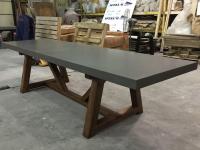 China QG 000 GRC Concrete Outdoor Table with Steel Wood Legs - Weather-Resistant Furniture for Patio & Garden (30-50 Day Delivery) for sale