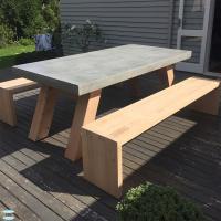 China Weather Resistant Outdoor Concrete Dining Table Set with Sturdy Legs - Custom Sizes, 500 Sets Monthly Capacity, CE/ISO Certified for sale