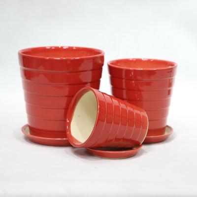 China QUANGUI QG-CM016 Round Lightweight Ceramic Planters with Drainage Hole for Indoor Plants for sale