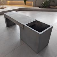 China Rectangular GRC Concrete Patio Table Garden Furniture Outdoor Benches 6 Seats for sale