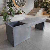 China Rectangular GRC Concrete Patio Table Garden Furniture Outdoor Benches 6 Seats for sale