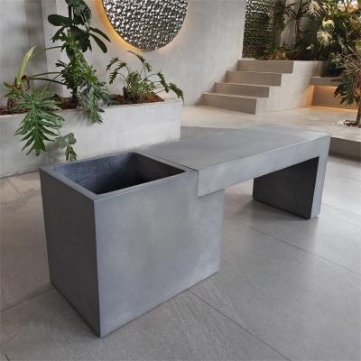 China Rectangular GRC Concrete Patio Table Garden Furniture Outdoor Benches 6 Seats for sale