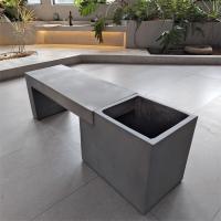 China Rectangular GRC Concrete Patio Table Garden Furniture Outdoor Benches 6 Seats for sale