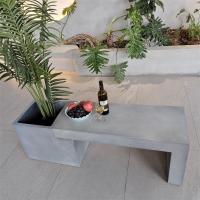 China Rectangular GRC Concrete Patio Table Garden Furniture Outdoor Benches 6 Seats for sale