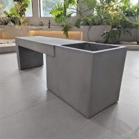 China Rectangular GRC Concrete Patio Table Garden Furniture Outdoor Benches 6 Seats for sale