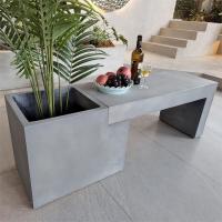 China Rectangular GRC Concrete Patio Table Garden Furniture Outdoor Benches 6 Seats for sale
