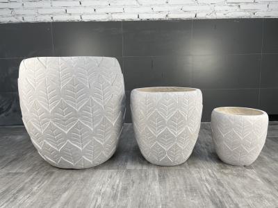 China Custom Fiber Clay Planter 55lb Set Quadrate Frost Resistant with Drainage Holes for sale