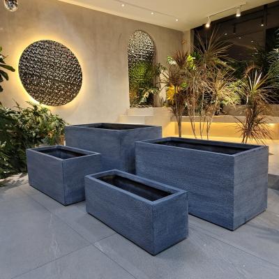 China Large Rectangle Fiberglass Planter Box Outdoor Garden Flower Plant 80x40x40cm for sale
