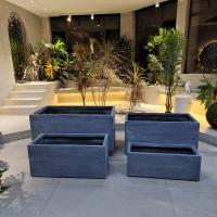 China Large Rectangle Fiberglass Planter Box Outdoor Garden Flower Plant 80x40x40cm for sale