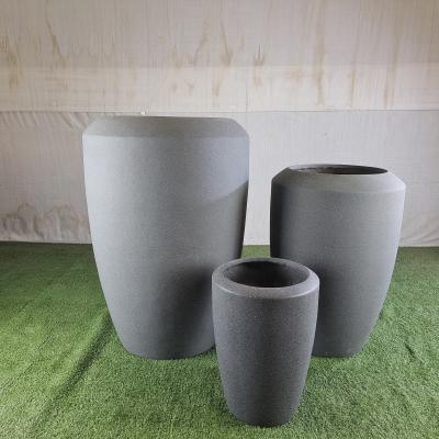 China Quangui QG-029 Fiber Clay Planter Round 30cm Indoor Outdoor Frost Resistant Cement Pot for sale