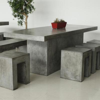 China Rectangular Kitchen Chair Set Concrete GRC Dining Table With Bench for sale